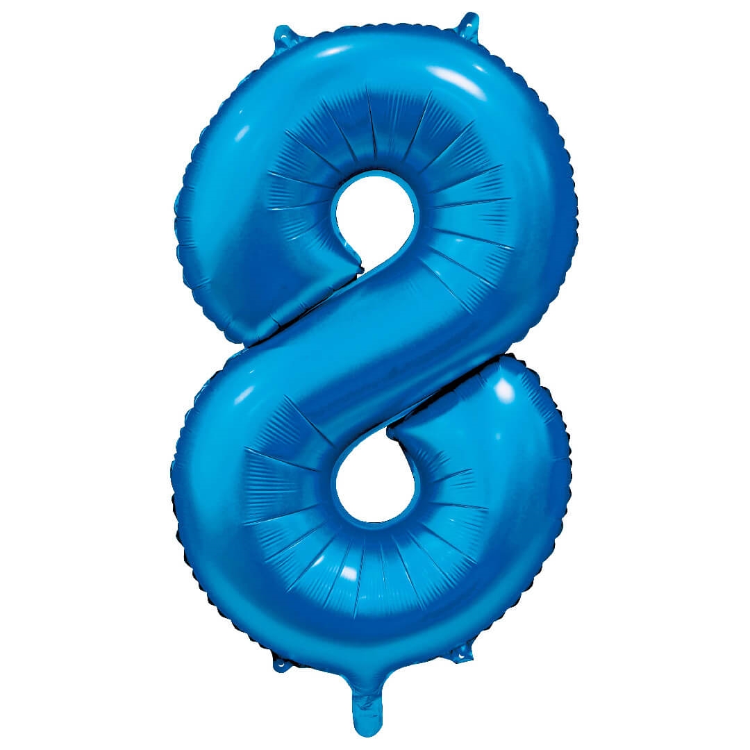 8 Tal Mat Mørkeblå folieballon 86 cm.