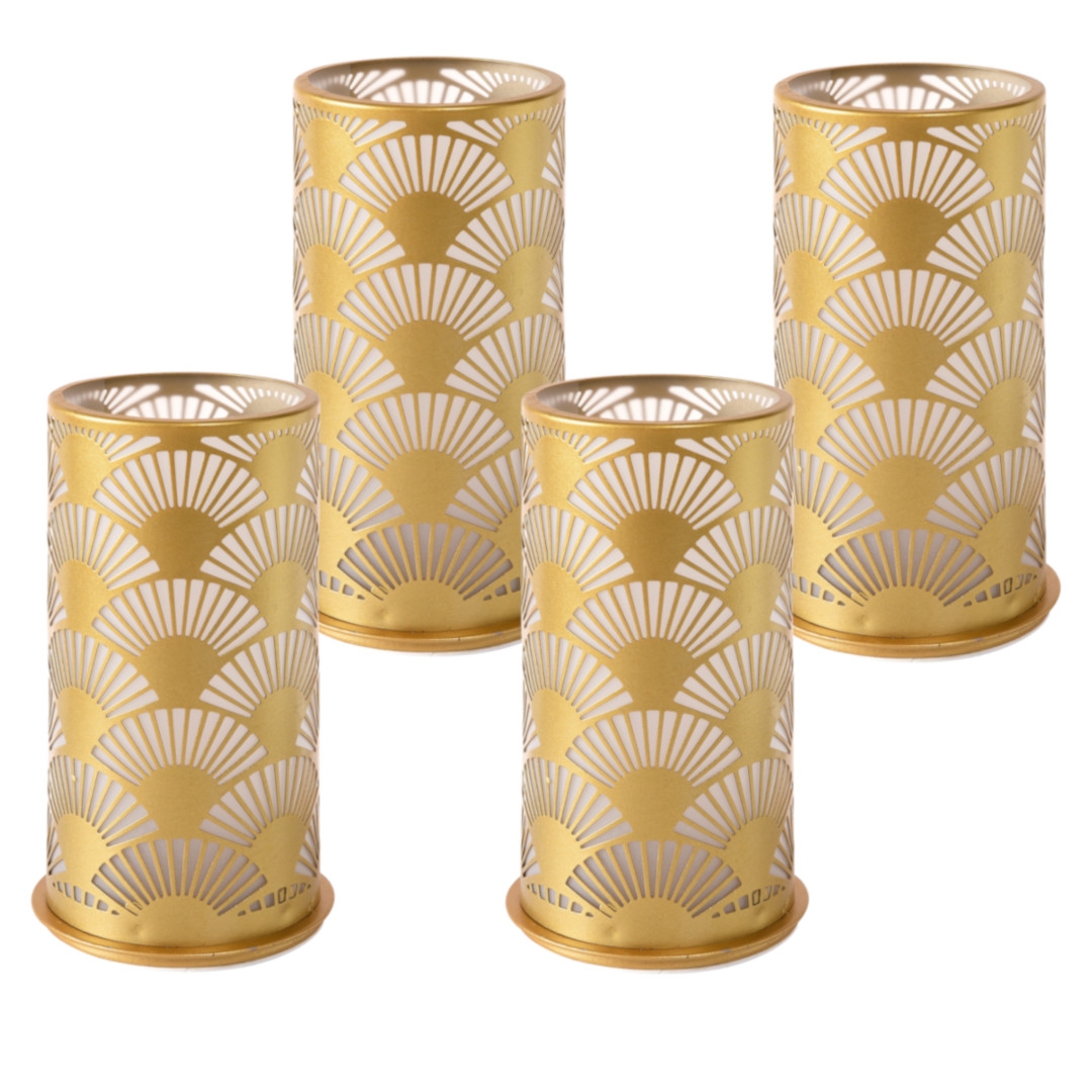 Duni 4-pak Lysestage Peacock Guld Black Friday Tilbud